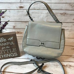 H by Halston | Bags | H By Halston Grey Leather Satchel | Poshmark